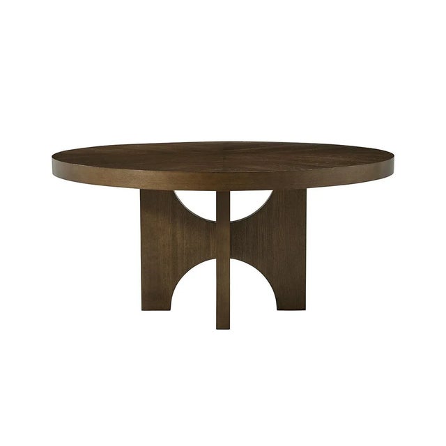 Modern Round Dark Ash Dining Table | Chairish