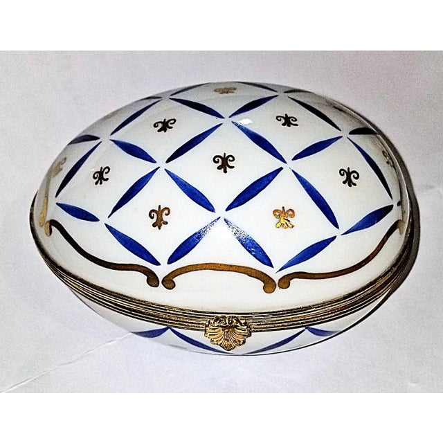 1950s Limoges Porcelain Trinket Egg Box | Chairish