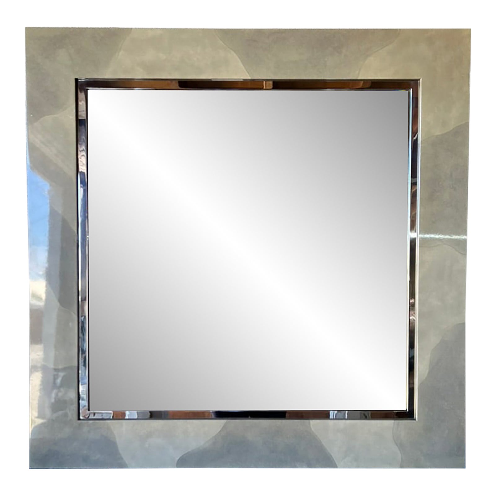 Modern Faux Parchment Lacquered Mirror by Sally Sirkin Lewis for J ...