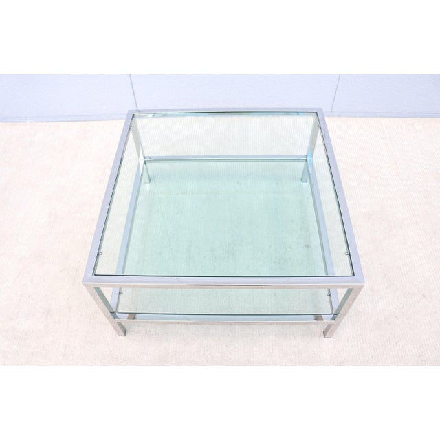 Mid-Century Modernism Milo Baughman Style Glass Square Coffee Table ...