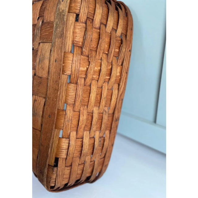 Late 19th Century Antique Splint Gathering Basket With Handles | Chairish