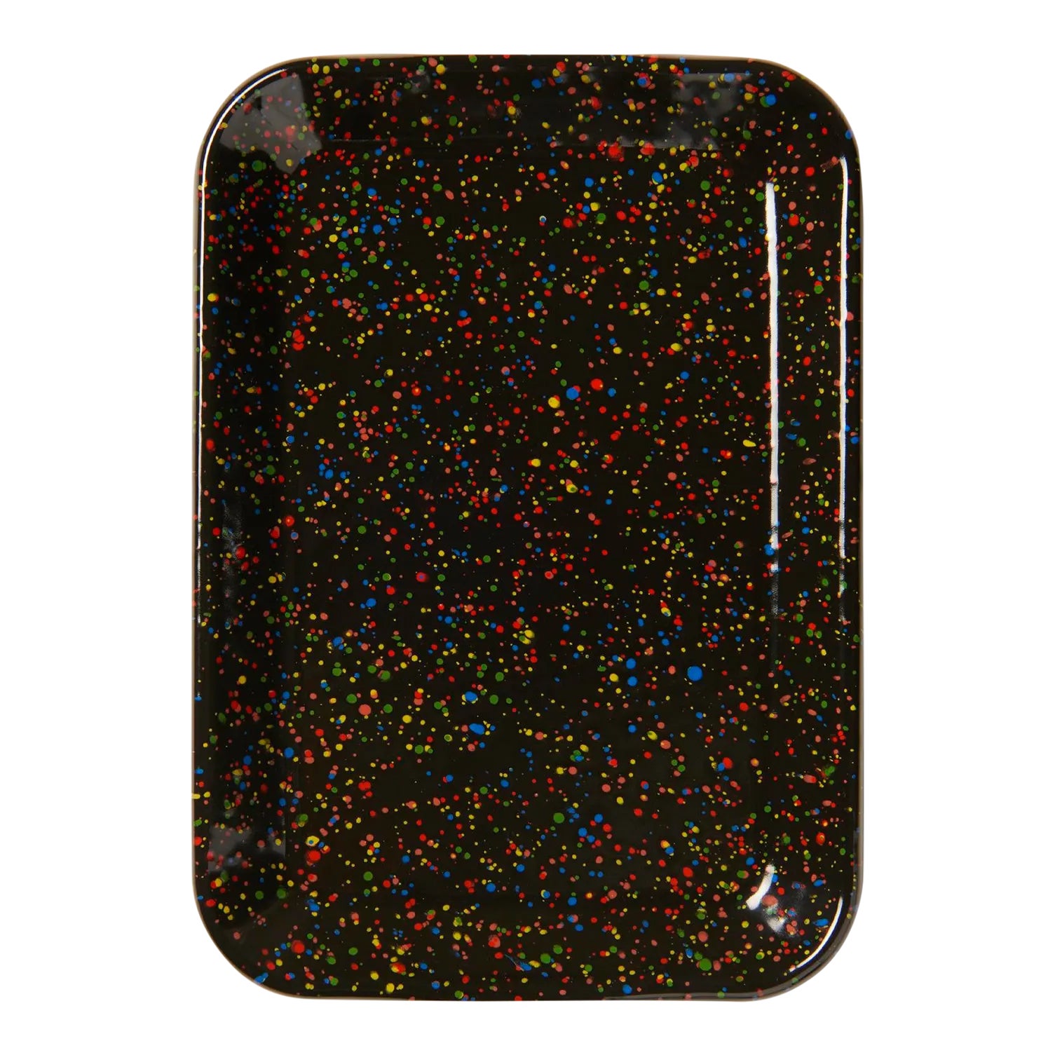 Crow Canyon Home Enamelware, Rainbow Falls Rectangle Tray in Black | Chairish