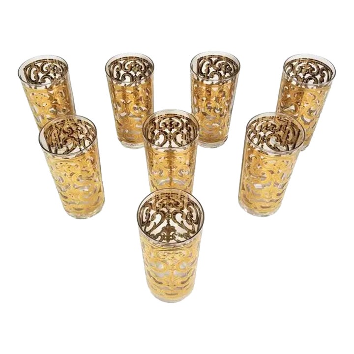 Georges Briard 22k Glassware Barware 1960s Mid Century Set of 8 | Chairish