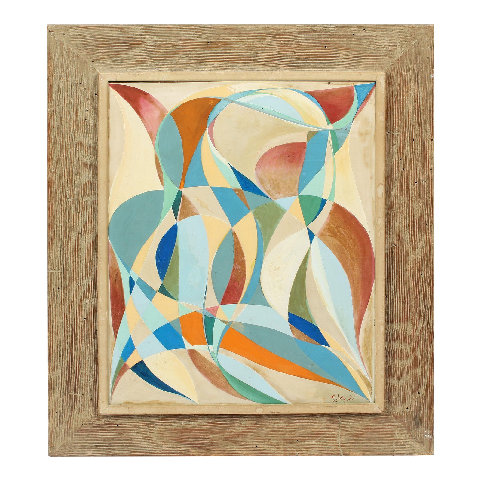 Lela Axline Antique American Modernist Cubist Abstract Signed Early Oil ...