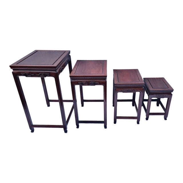 Vintage Rosewood Asian Chinese Nesting Tables - Set of 4 | Chairish