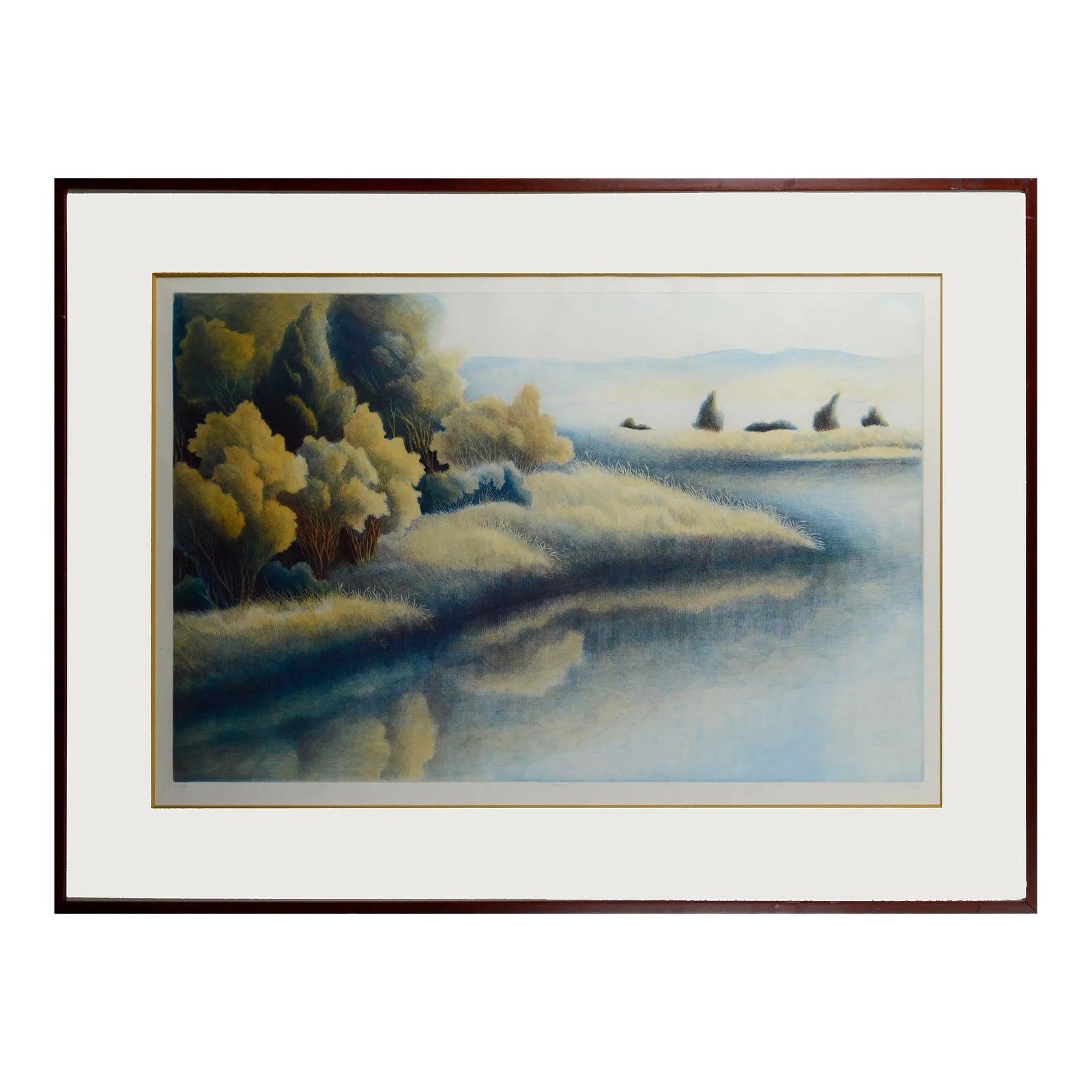 "Haven Iii" - Large Scale Lakeside Grassland Landscape Lithograph, 50/150 | Chairish