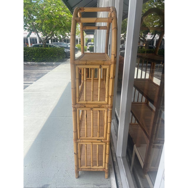 Vintage Four Shelves Rattan Bookshelf. | Chairish