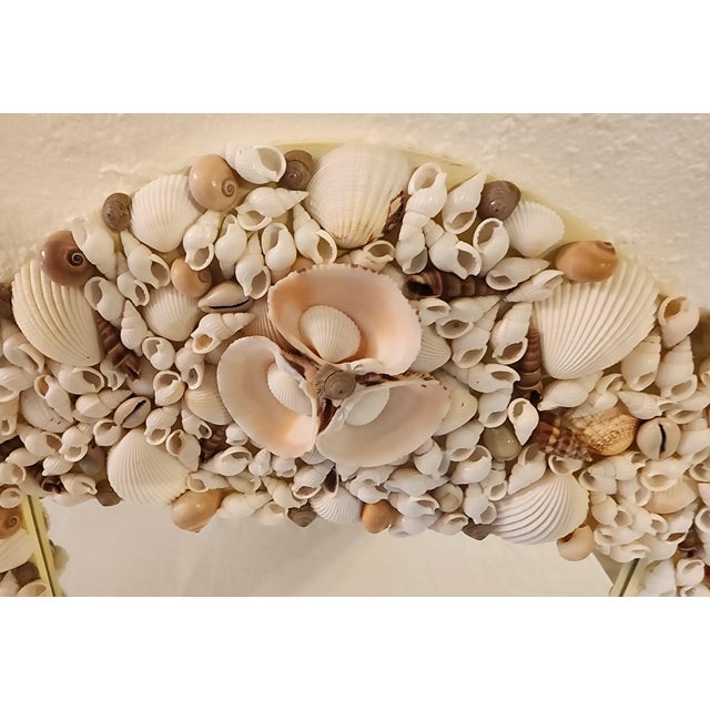 Vintage Coastal Natural Seashell Arched Wall Mirror | Chairish