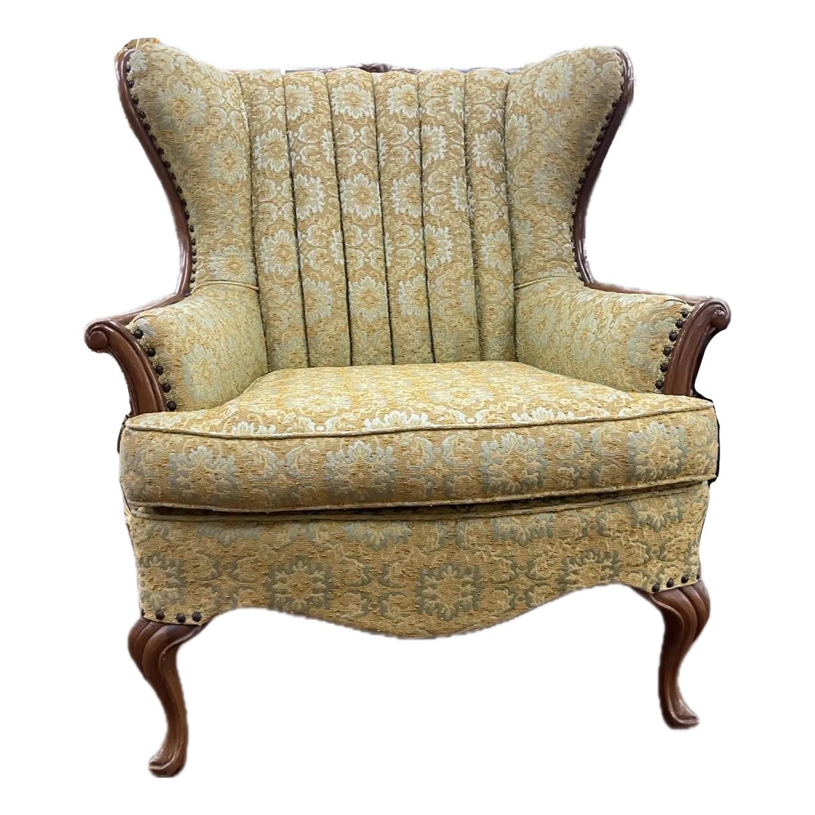 Mid 20th Century Golden Hour Channel-Back Wing Chair | Chairish