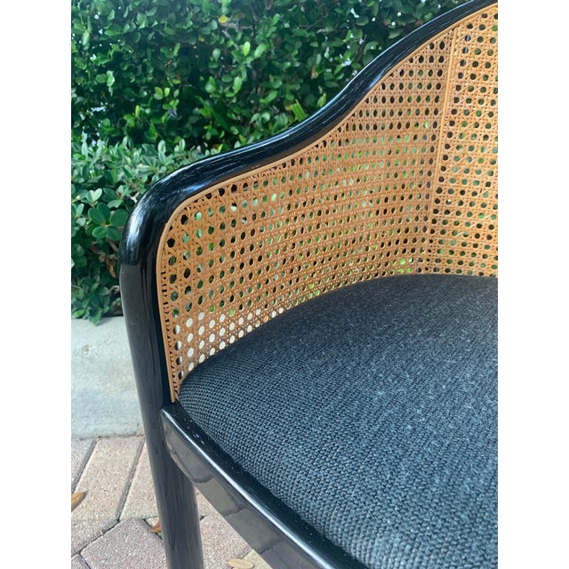 Ward Bennett Landmark Style Lounge Chairs in Wood and Cane, a Pair ...