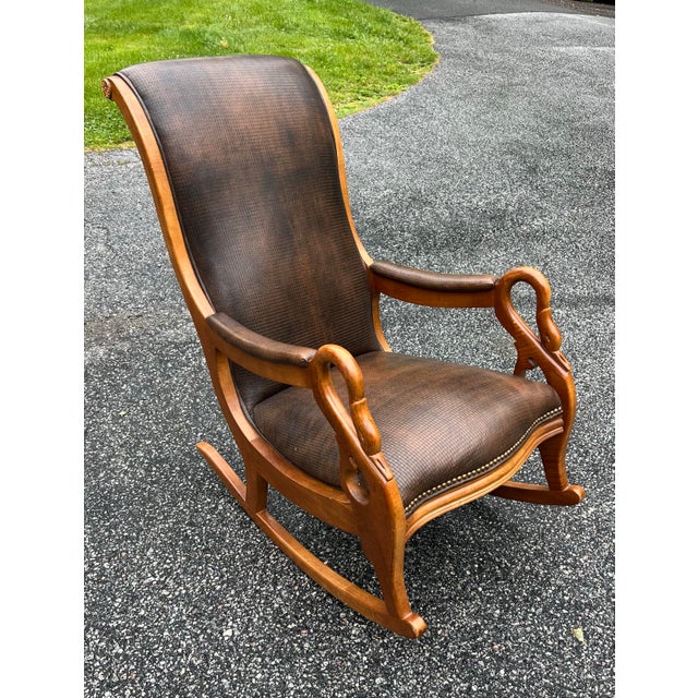 Walter Smithe Cudtom Swan Rocking Chair | Chairish
