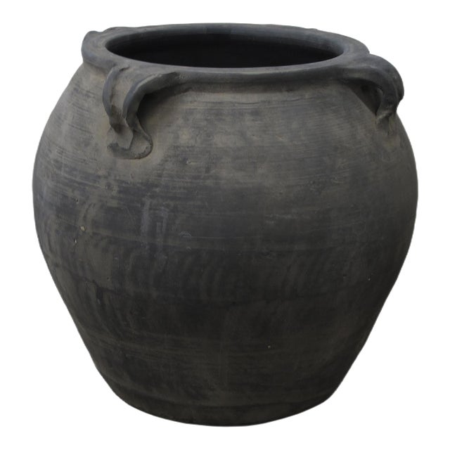Dark Grey Earthenware Planter Pot | Chairish