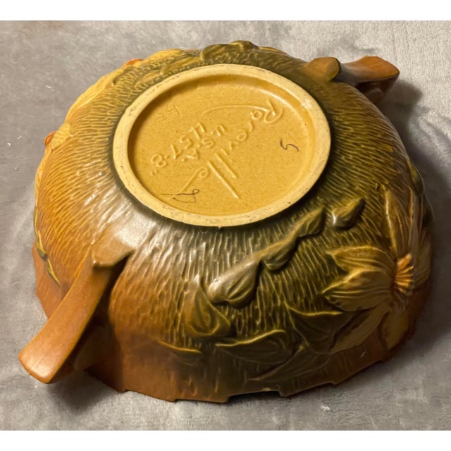 Vintage 1940s Roseville Pottery Clematis Console Bowl 457-8 Autumn ...