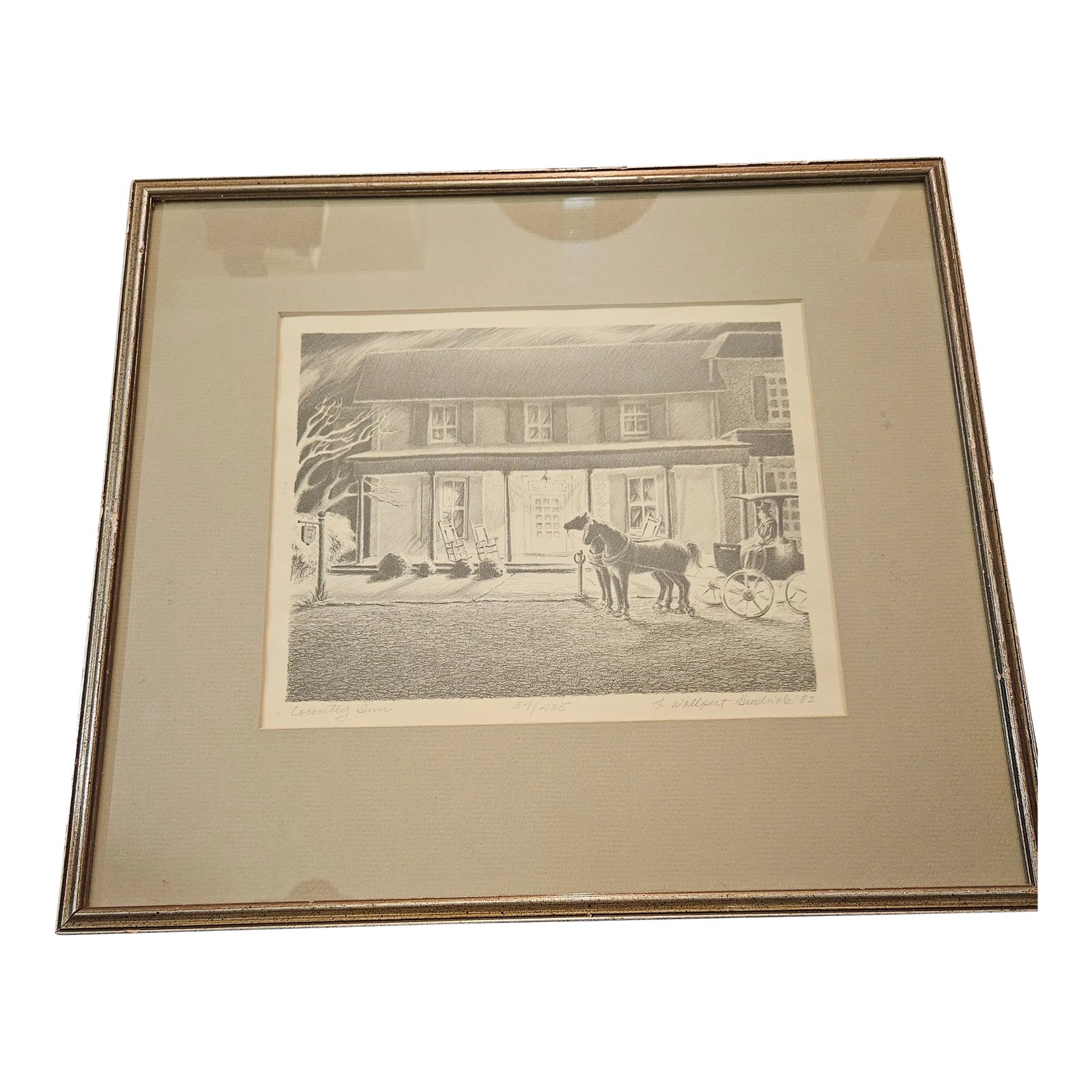 Country Inn Drawing/Framed, L. Wolverton Hendrick, 1982, Signed ...
