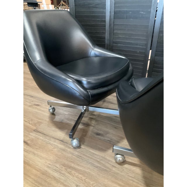 1960s Black Swivel Chairs Rolling Atomic Mid-Century Modern Virco Mfg ...