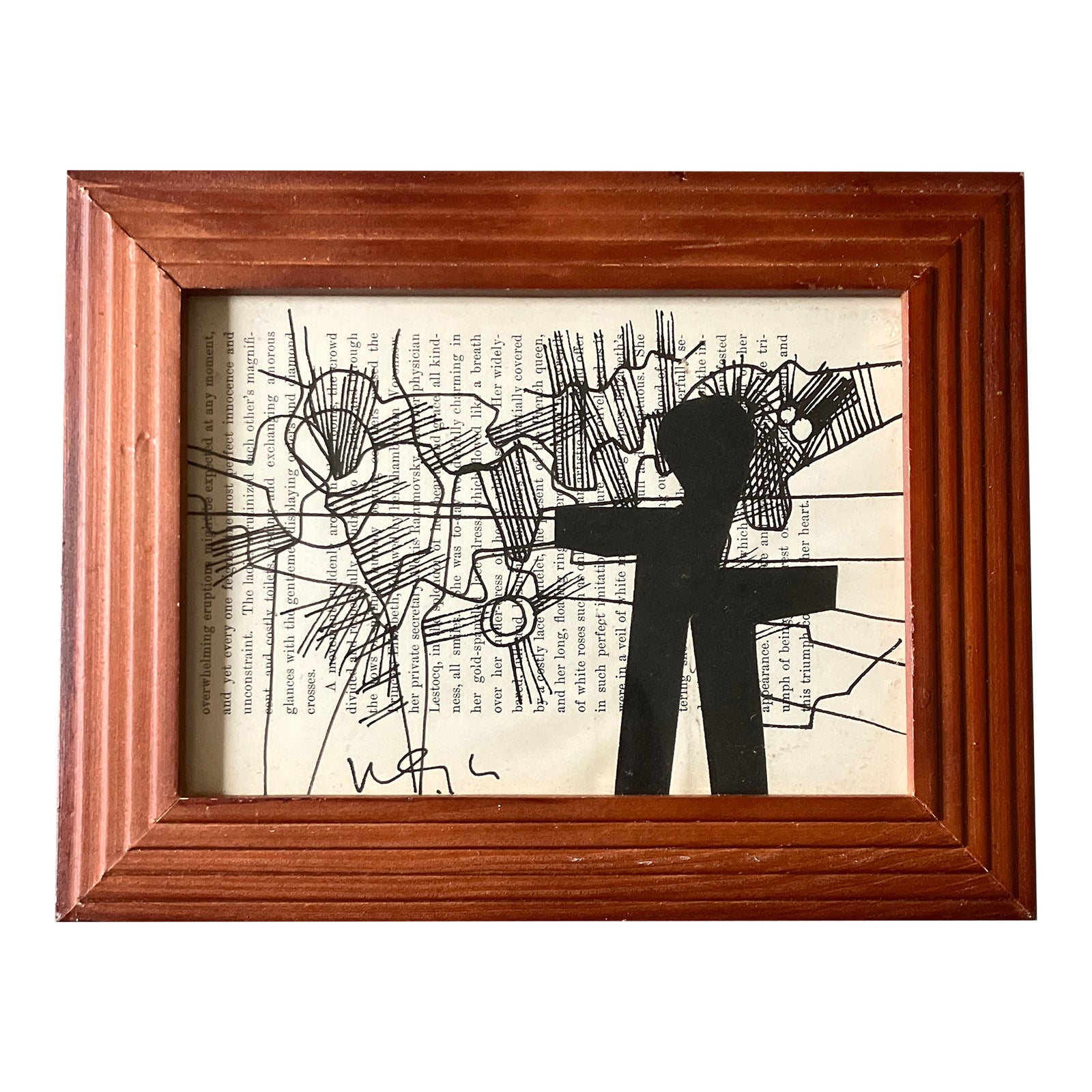 Contemporary Original Wayne Cunningham Abstract Ink Drawing / Collage ...