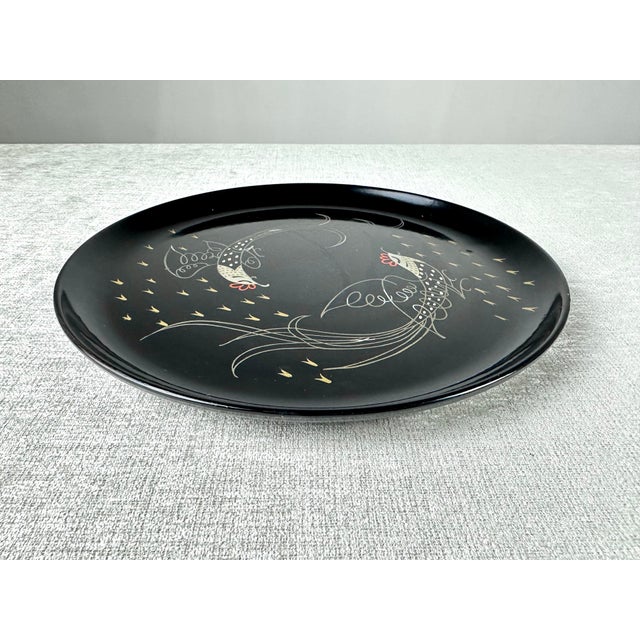 Mid Century Era Japanese Hand Painted Lacquer Serving Tray With Bird ...