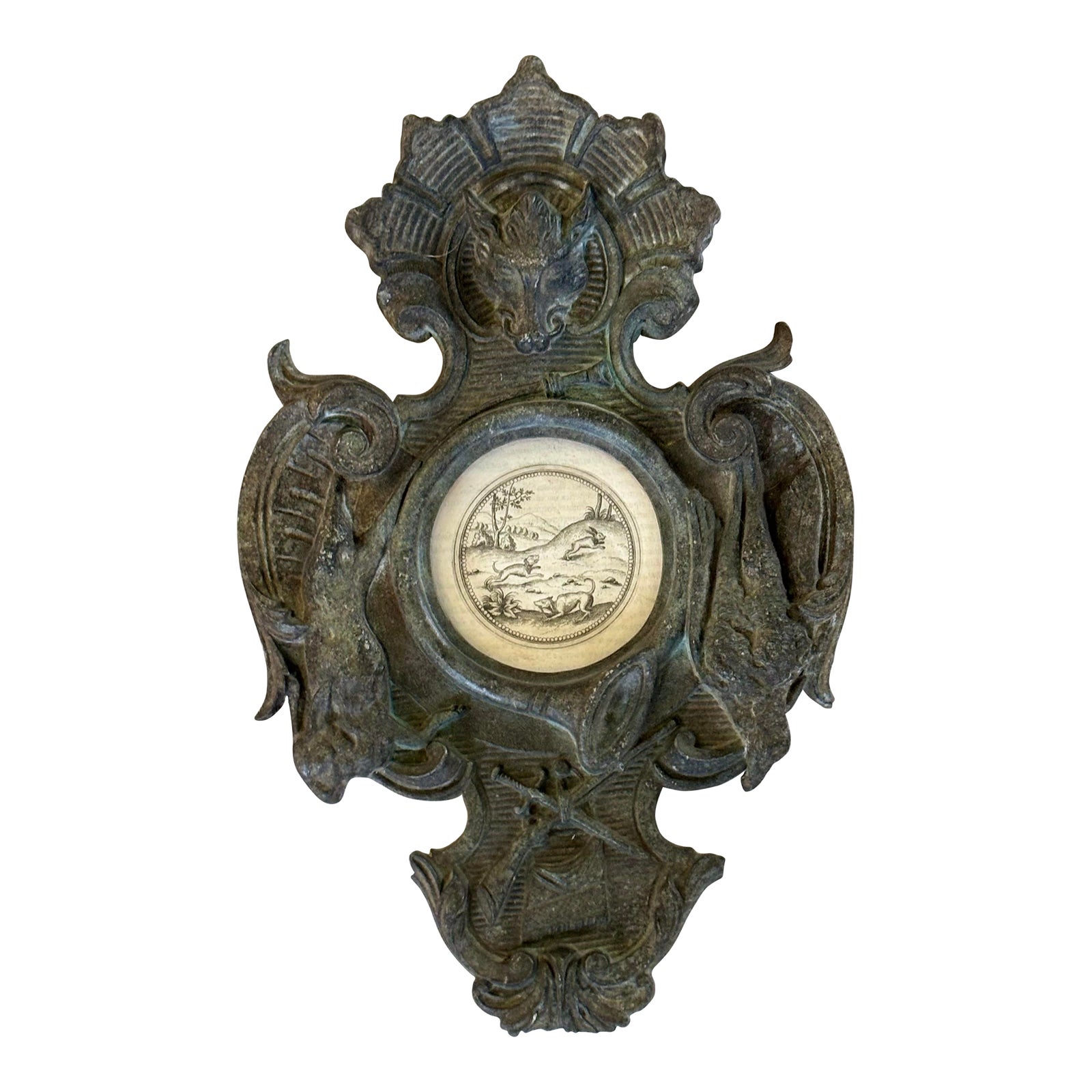 Antique Belgian Clock Face Frame With an Engraving by Joachim ...