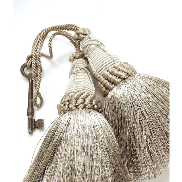 Key Tassels in Pewter With Looped Ruche Trim - a Pair | Chairish
