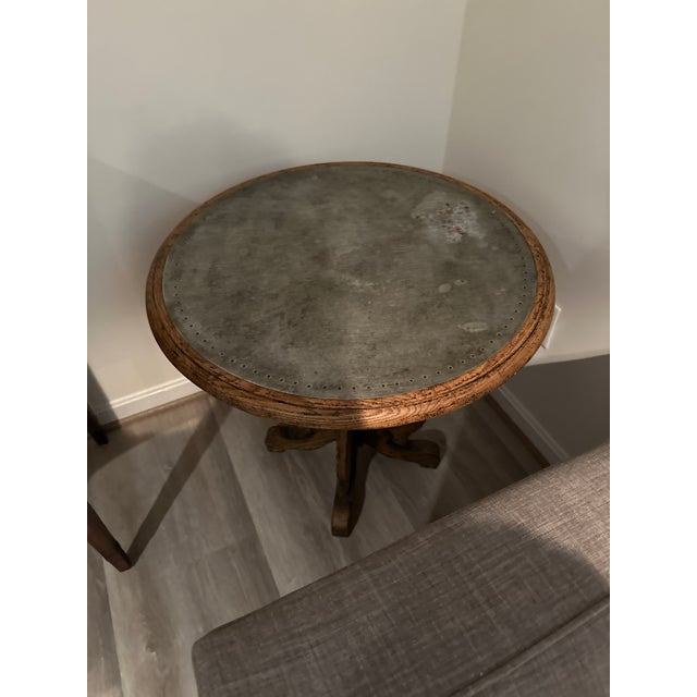 Arhaus Round Table With Tin Top | Chairish