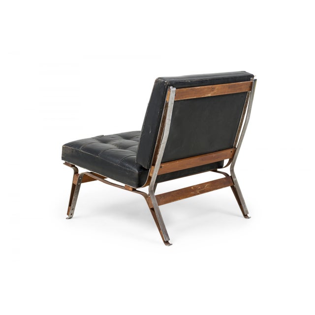Ico Parisi Mid-Century Italian Metal & Black Leather Upholstered ...