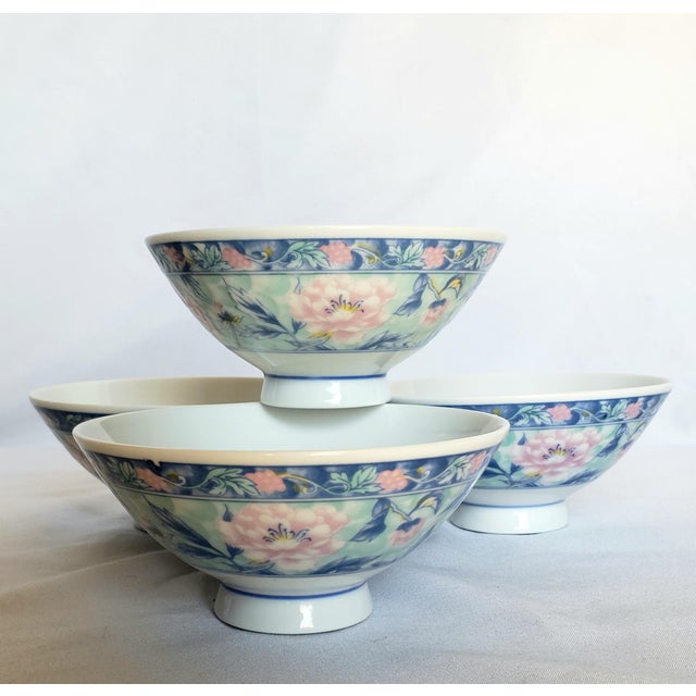 Late 20th Century Vintage Chinese Porcelain Pink and Blue Flower Asian ...