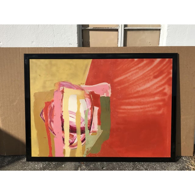 Mid Century Modern Red Painting | Chairish