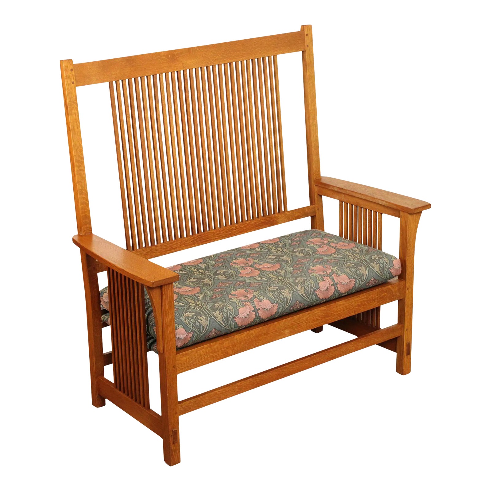 Stickley Mission Collection Oak Spindle Settee | Chairish