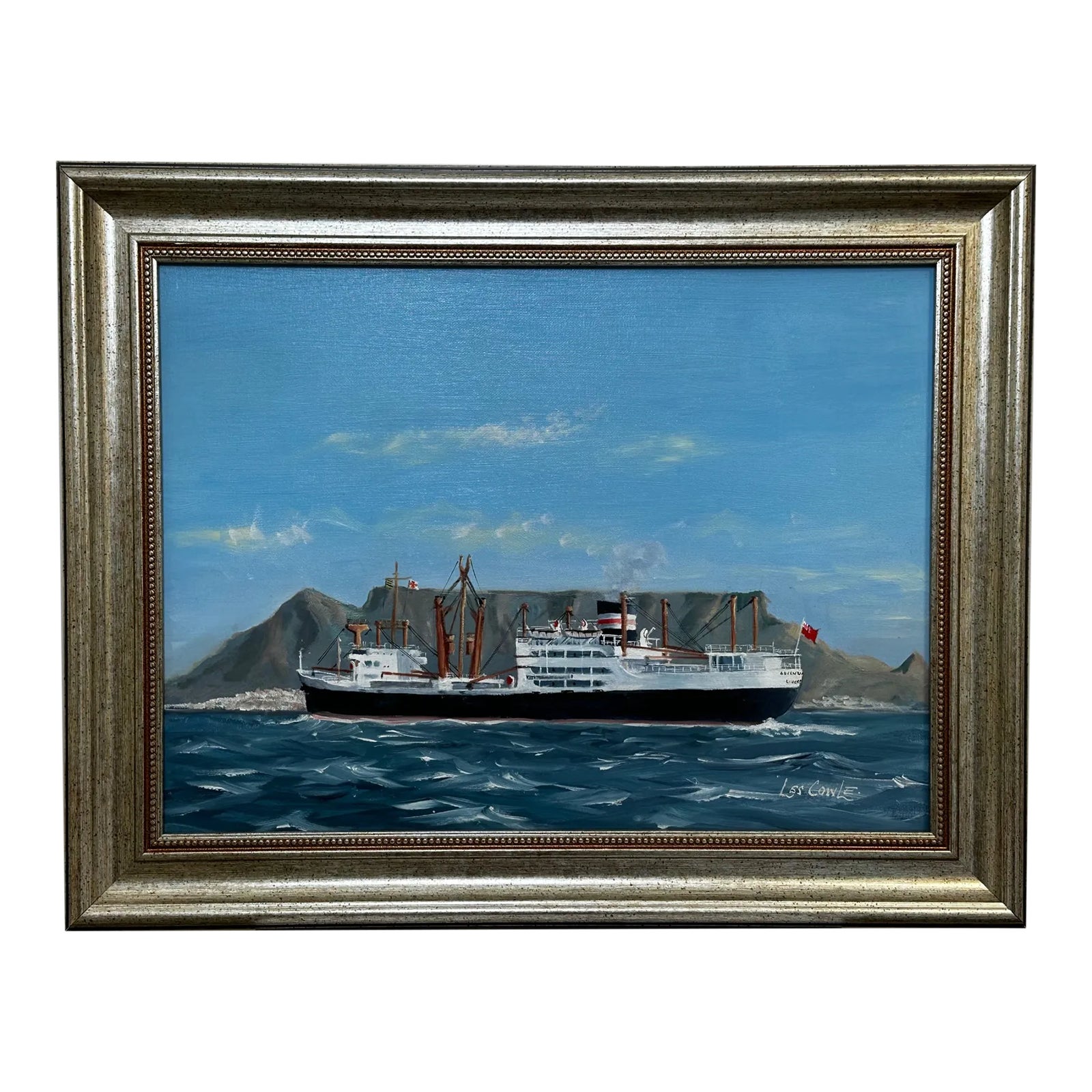 Vintage Oil Painting of British Nautical Cargo Ship Adventurer ...