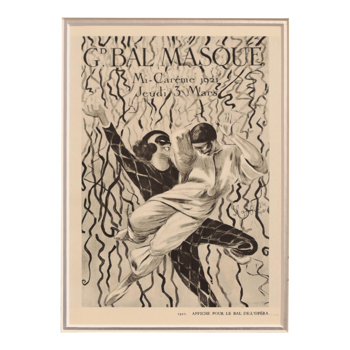 1946 French Opera Poster - Grand Bal Masqué/Gala Masked Ball, Matted ...