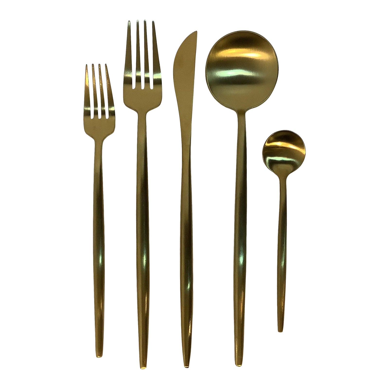 Contemporary Gold Finish 18/10 Stainless Flatware 5-Pc Place Setting ...