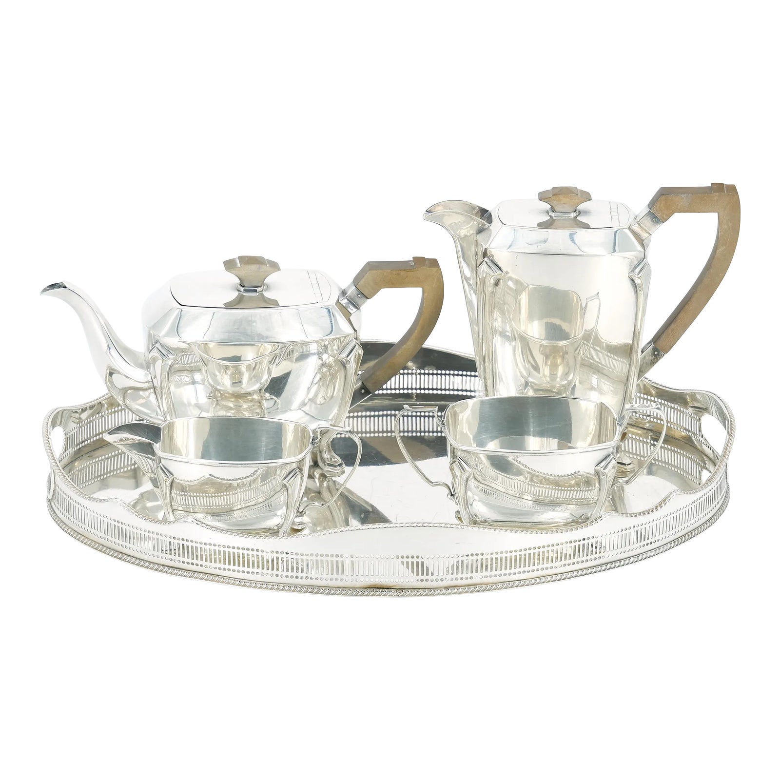 English Silver Plated Bone Handle Four Piece Tea / Coffee Service ...
