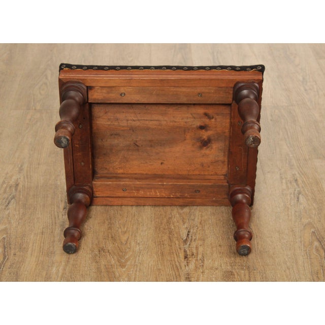 Antique Victorian Floral Needlepoint Foot Stool | Chairish