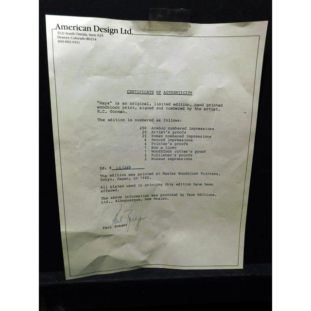 1981 R.C. Gorman "Maya" Woodblock Printed in Tokyo, Japan Hand Signed ...