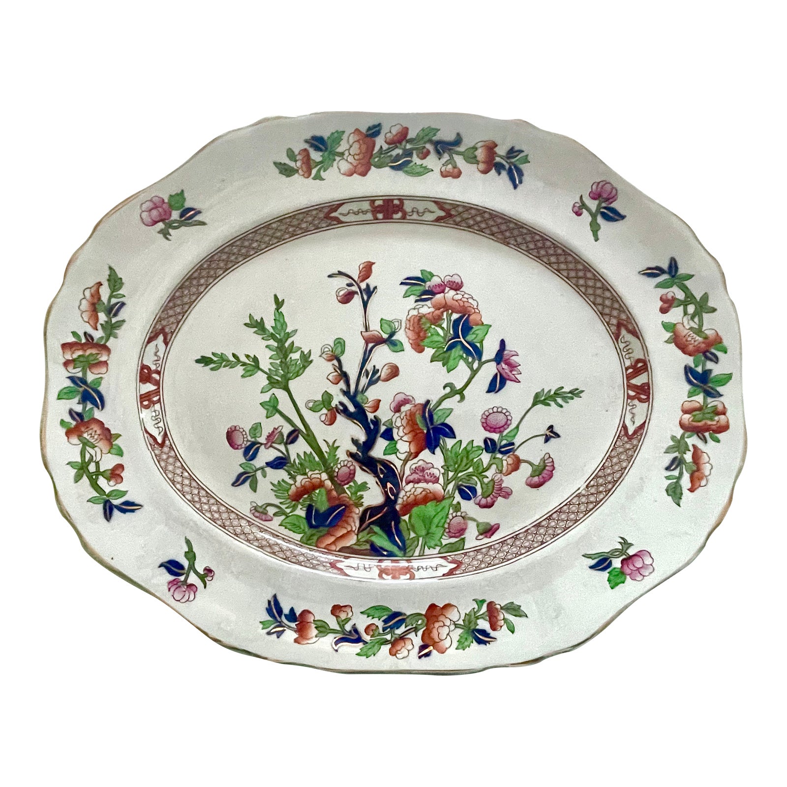 Antique S. Hancock & Sons Indian Tree Meat Platter | Chairish