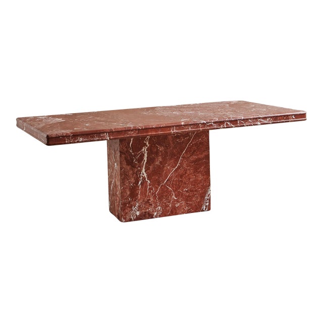 Rouge Marble Dining Table with Pedestal Base, 20th Century | Chairish