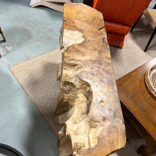 Late 20th Century Organic Modern Natural Teak Root Console Table | Chairish