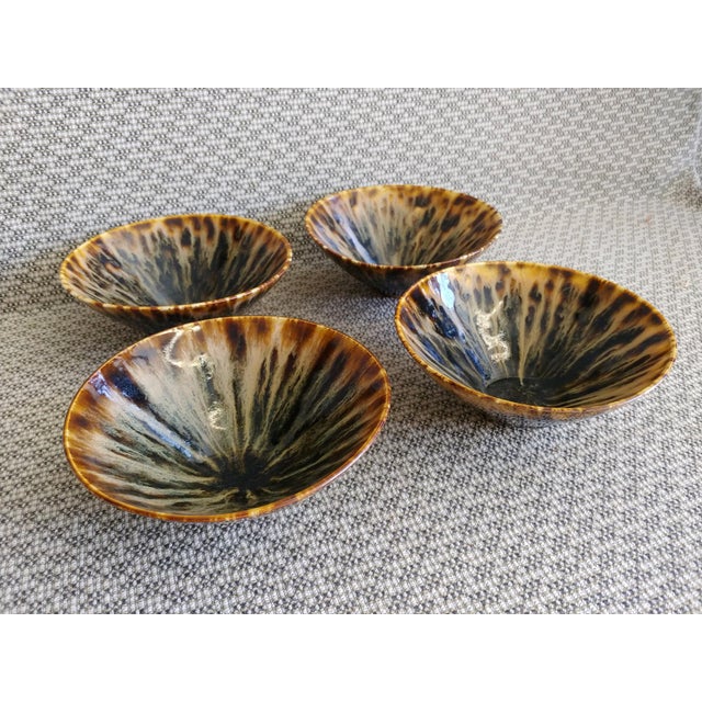 Antique Japanese Tenmoku Bowls 19th Century - Set of 4 | Chairish