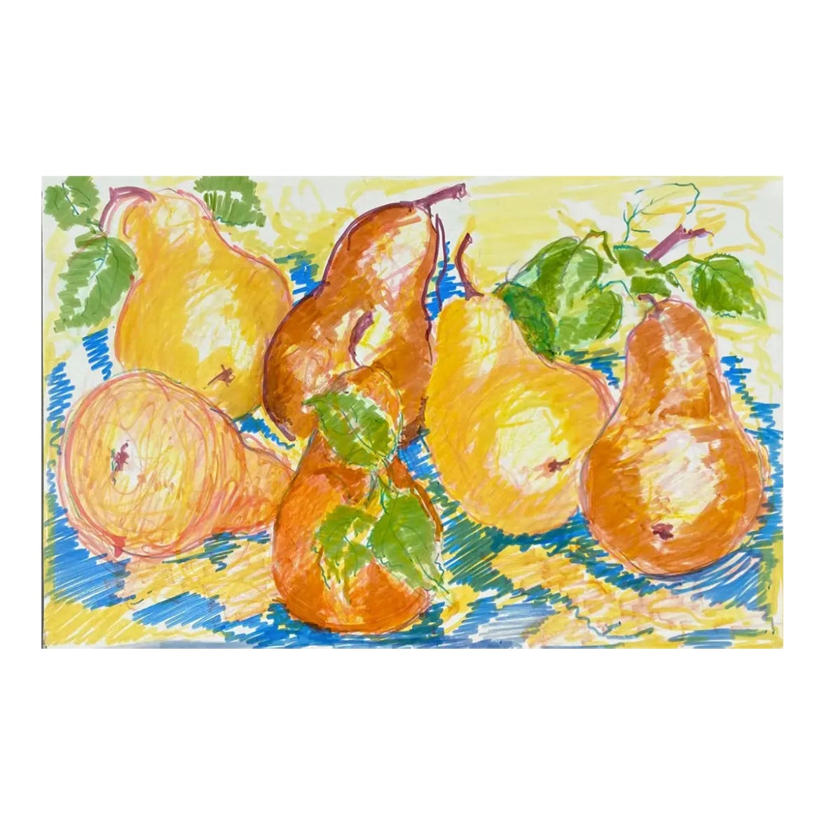 1960s Alexandra Merker Pear Still Life Painting | Chairish