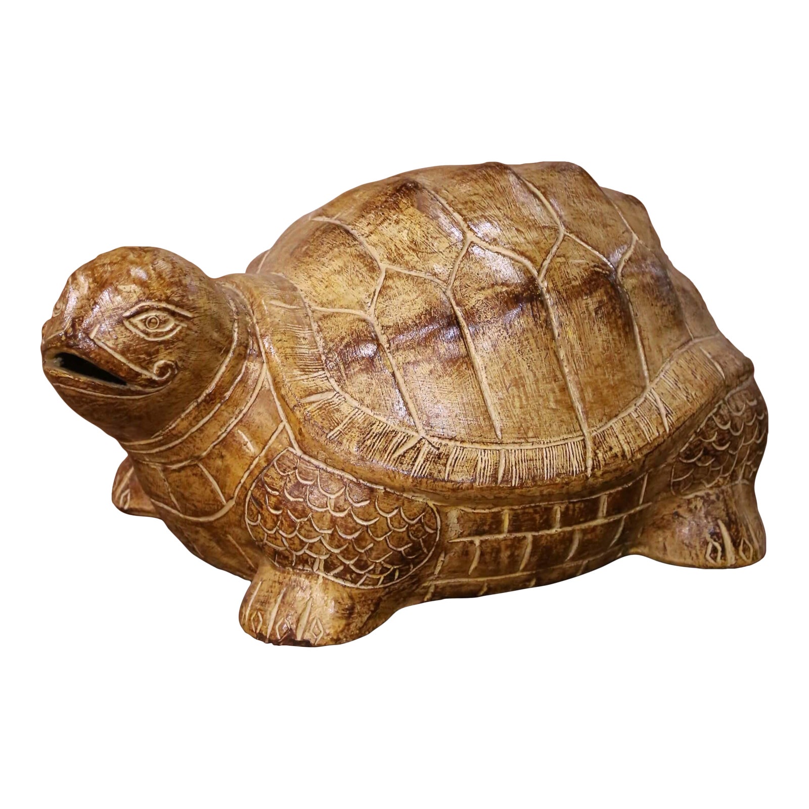 French Terracotta Turtle Sculpture With Aged Patinated Finish | Chairish