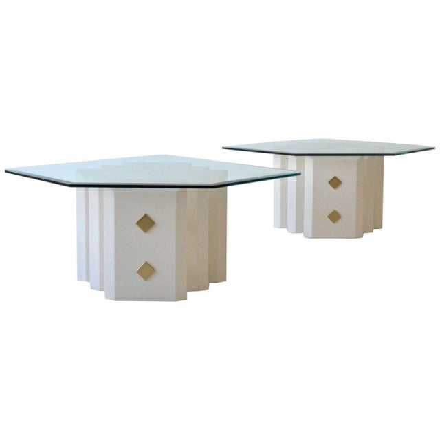 White Lacquered Side Tables - a Pair | Chairish