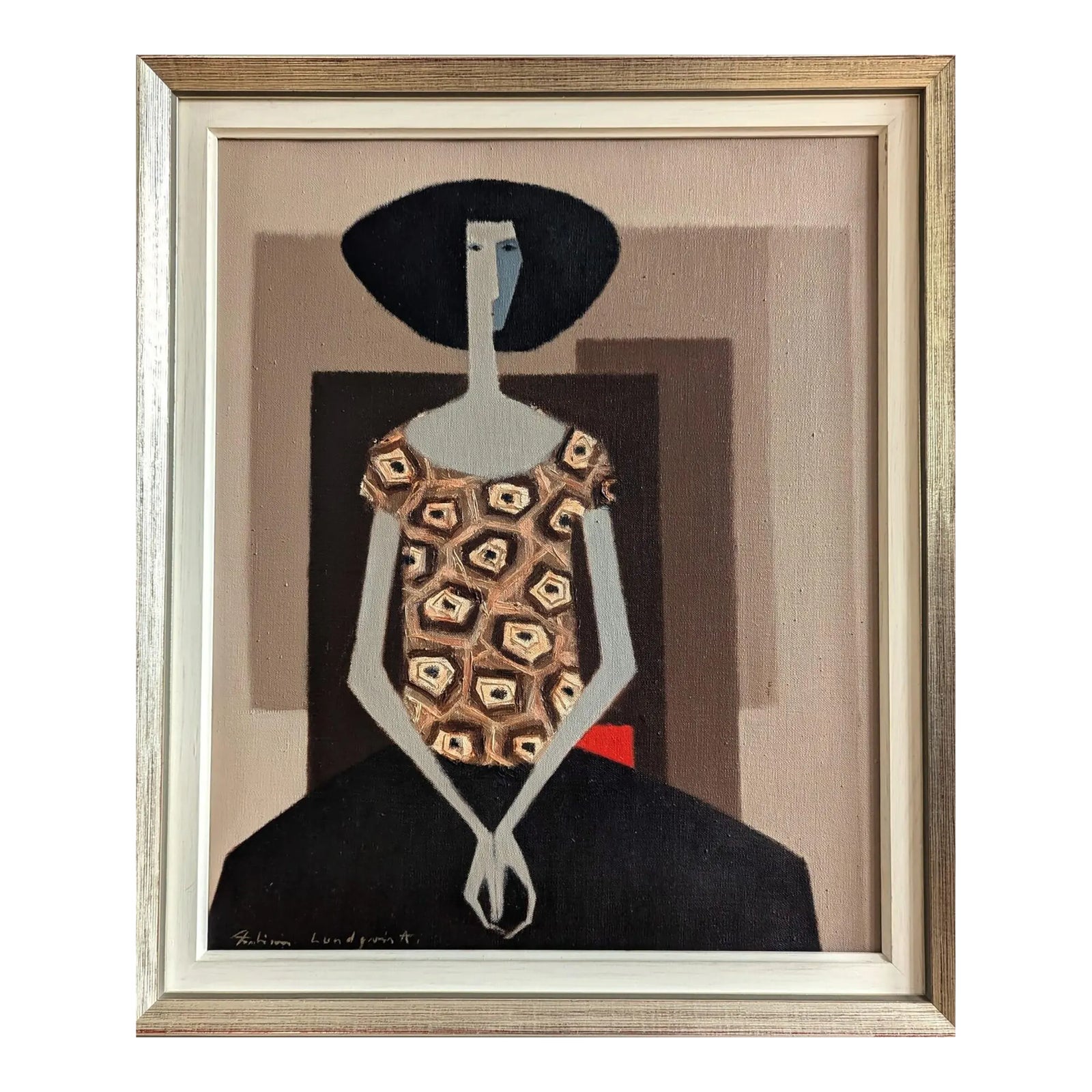 Mid-Century Modern 'Helen' Vintage Original Figurative Portrait Oil ...