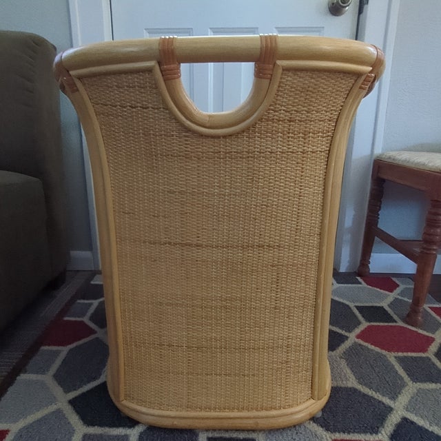 Mid 20th Century Wicker Chair With Hamper Storage Light Color Bentwood ...