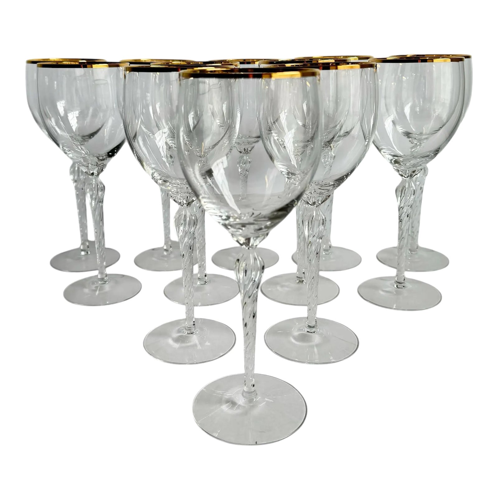 Lenox Monroe Gold Trimmed Wine Glasses Crystal Water Goblets Set of 12 ...
