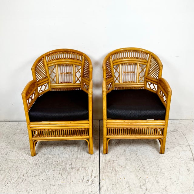 Vintage Rattan Brighton Style Chairs- a Pair | Chairish