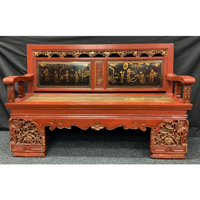 1900s Antique Chinese Chinoiserie Style Bench | Chairish