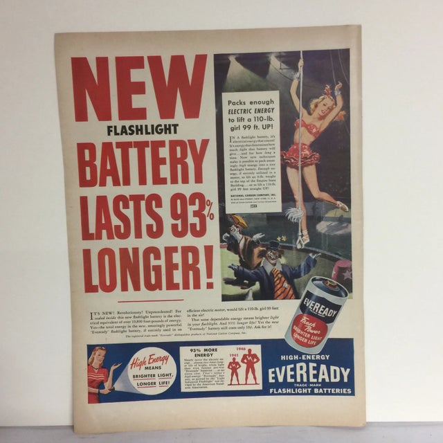 Vintage 1940s Eveready Flashlight Ad | Chairish