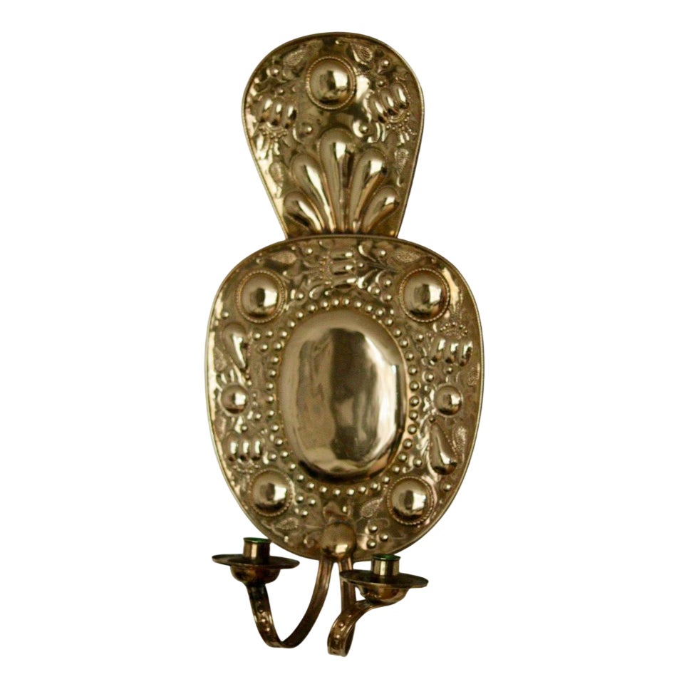 Large Mid-Century Swedish Baroque Style Brass Double Arm Sconces, Set ...