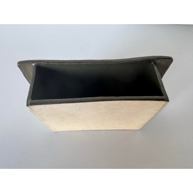 1983 Vintage Studio Pottery Landscape Design Slab Vase | Chairish