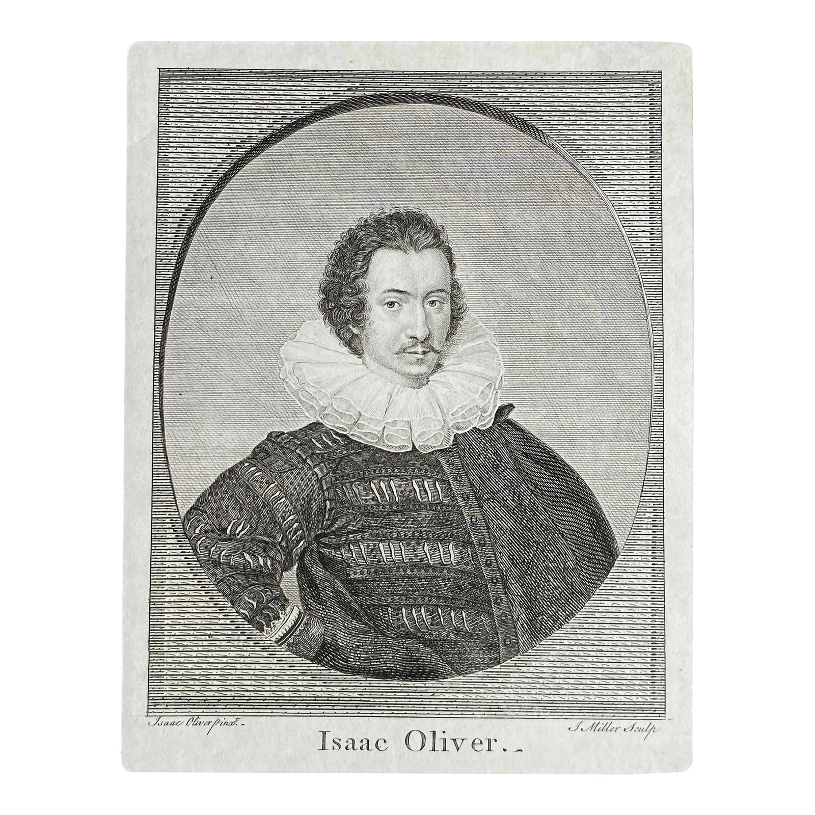 Antique Portrait Engraving of Artist Isaac Oliver | Chairish